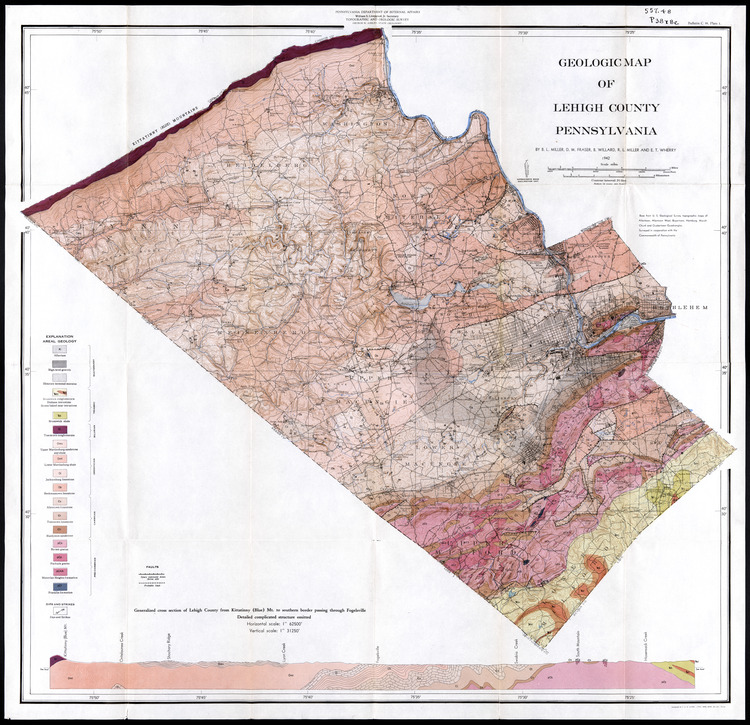 Geologic Map of Lehigh County Pennsylvania | Lehigh Preserve